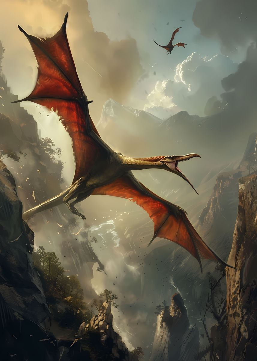 'Pterodactyls Dinosaur Art' Poster, picture, metal print, paint by ...