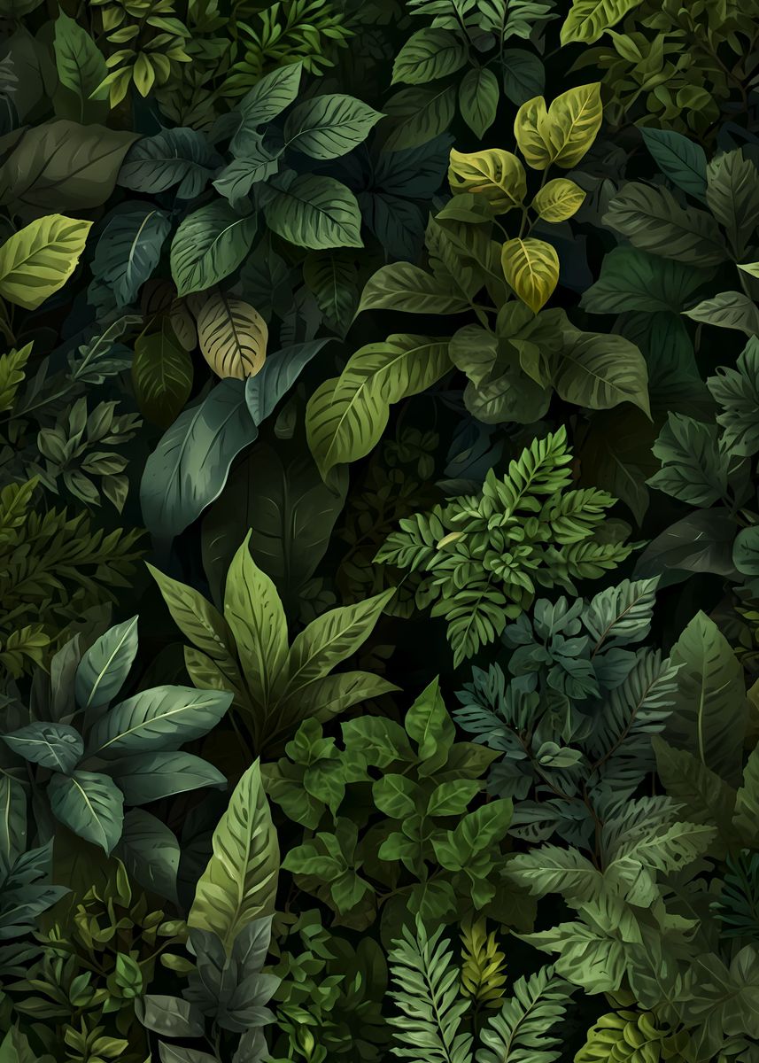 'Wild Enchanted Foliage' Poster, picture, metal print, paint by Shamoon Ibrahim Rasheed | Displate