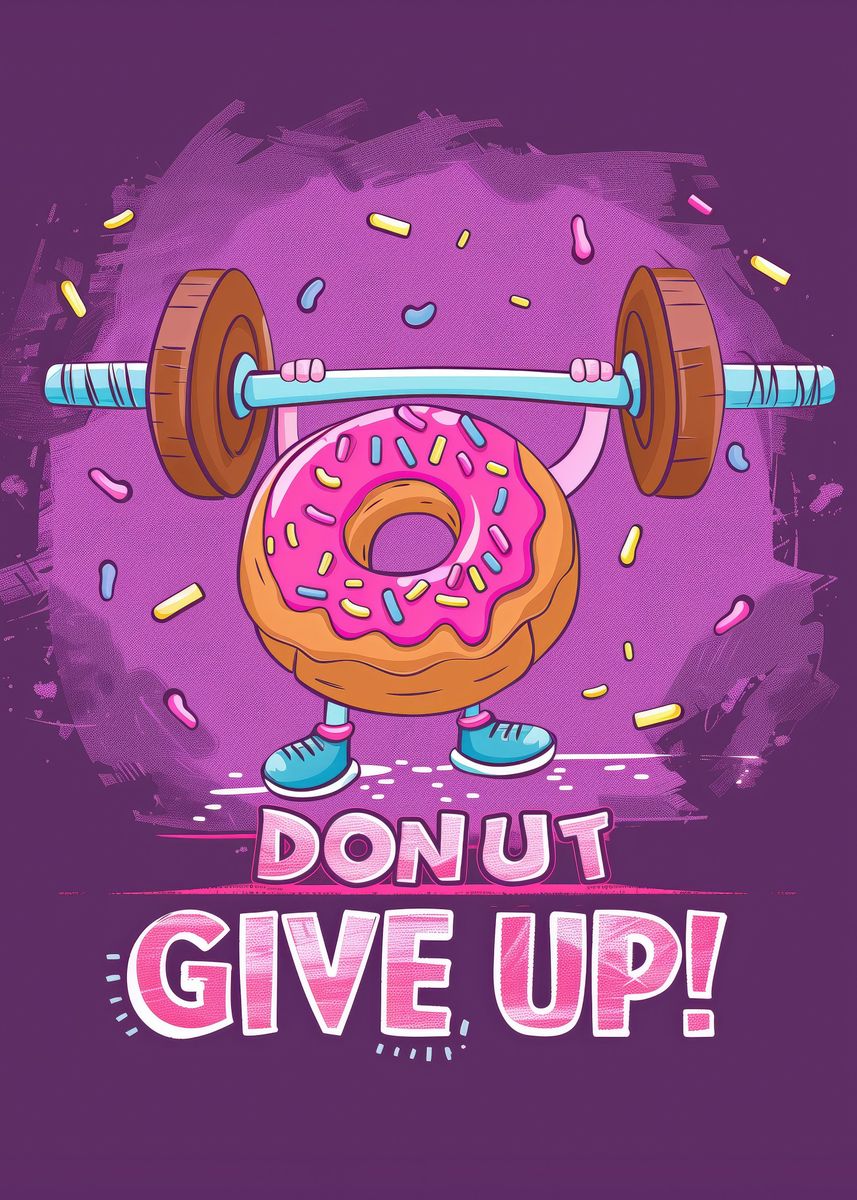 'Donut Give Up' Poster, picture, metal print, paint by Ilyrin | Displate