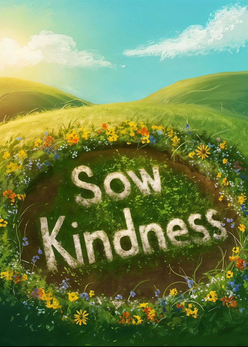 'Sow Kindness Garden' Poster, picture, metal print, paint by Mark Vincent Verallo | Displate