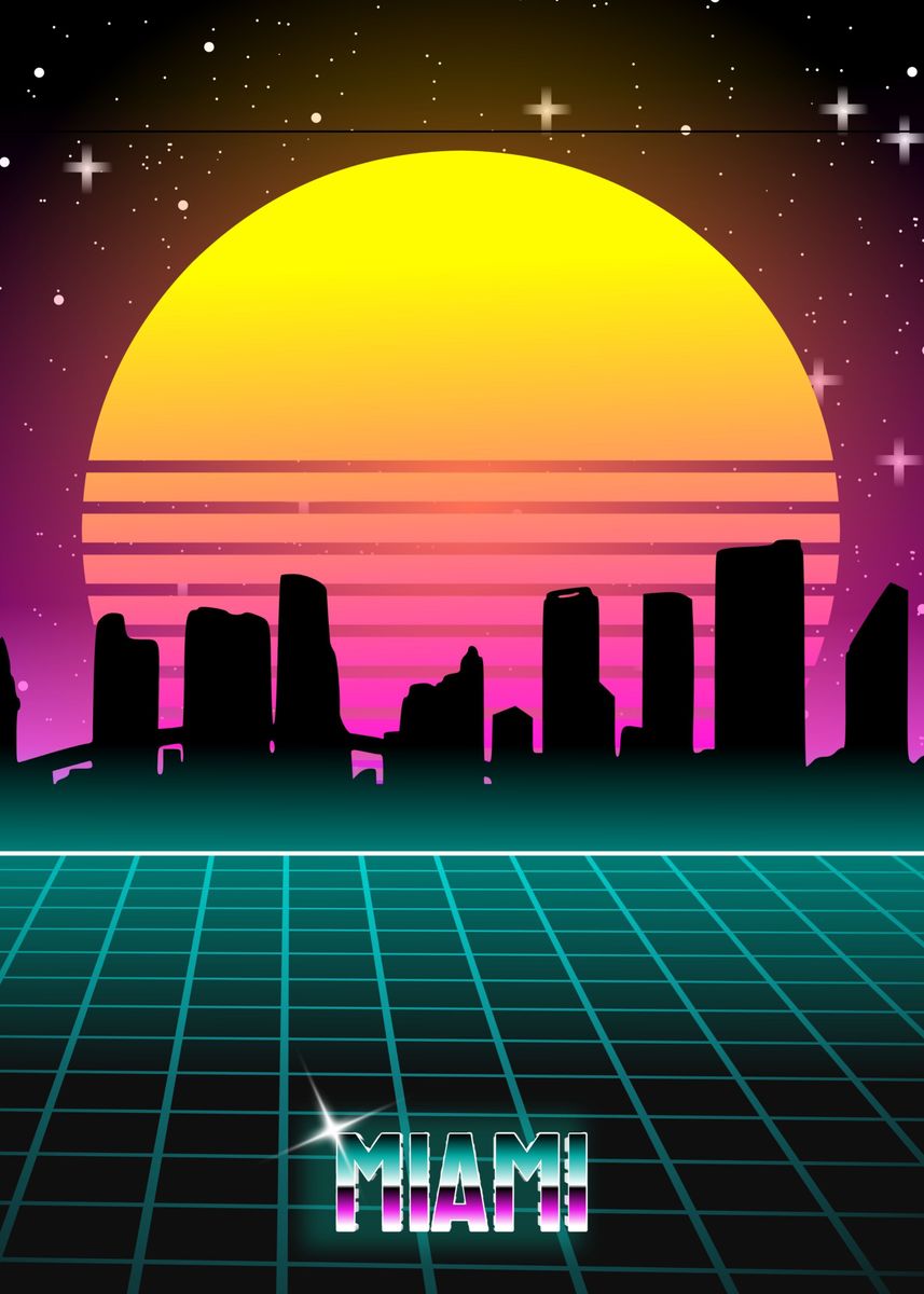 'Miami synthwave' Poster, picture, metal print, paint by ipart id ...