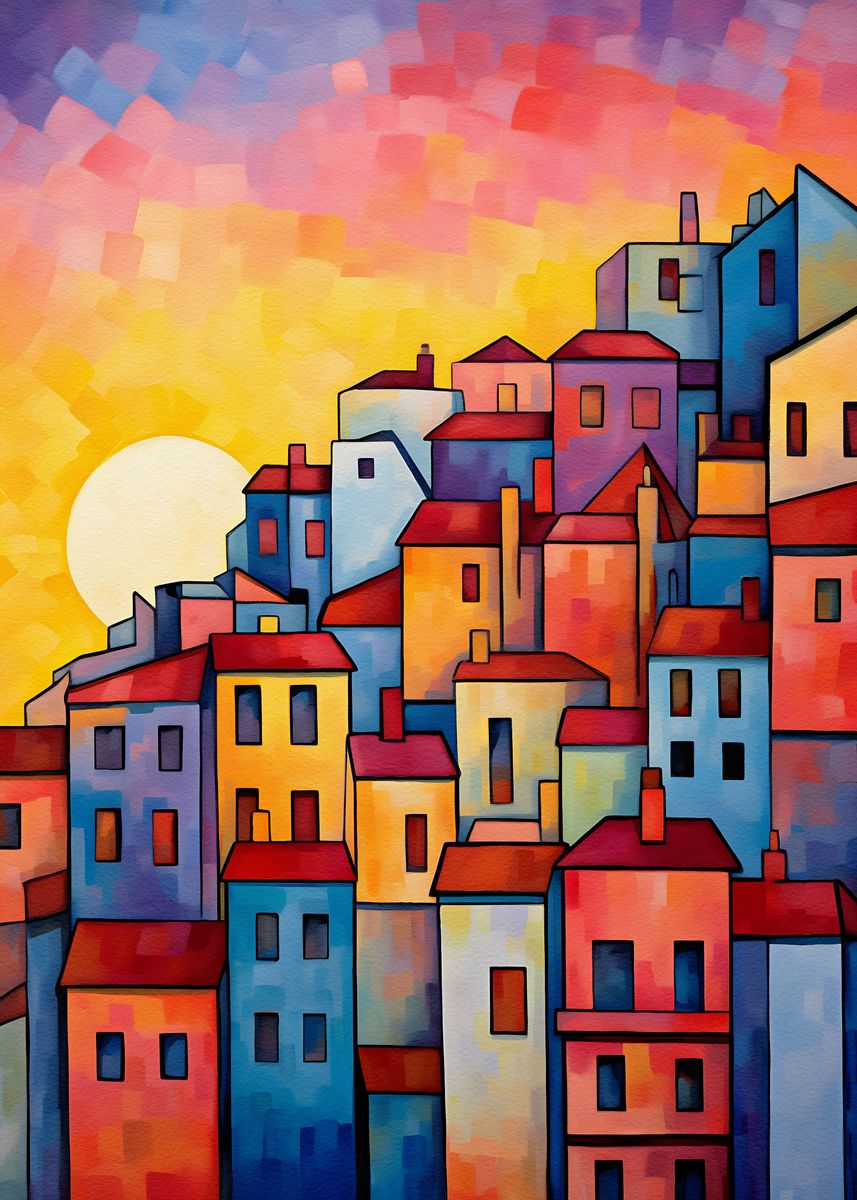 'Lisbon Abstract Watercolor' Poster, picture, metal print, paint by ...