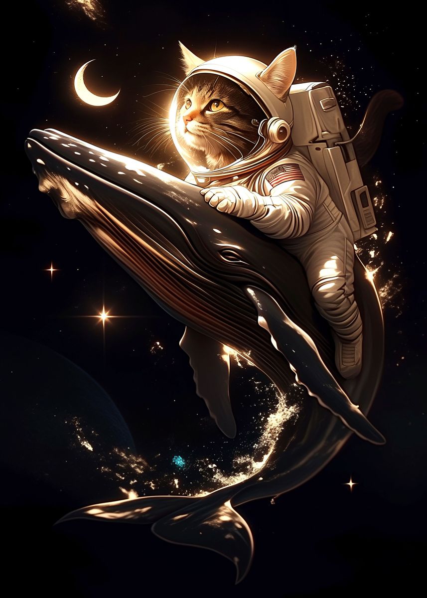 'Cosmic Catnip' Poster, picture, metal print, paint by Fleur de Lys | Displate