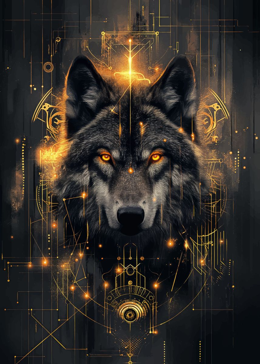 'Divine Wolf ' Poster, picture, metal print, paint by Space Art | Displate