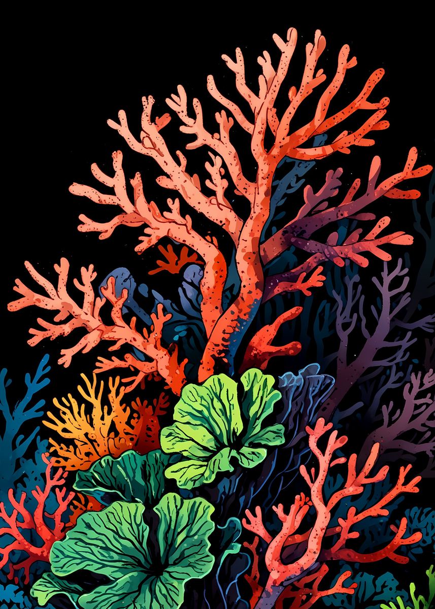 'Vivid Vortex Reef' Poster, picture, metal print, paint by Shamoon Ibrahim Rasheed | Displate