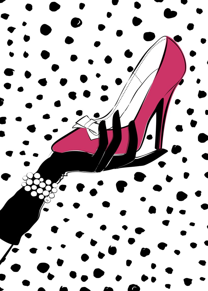 'Holding Pink Shoe' Poster, picture, metal print, paint by Martina ...