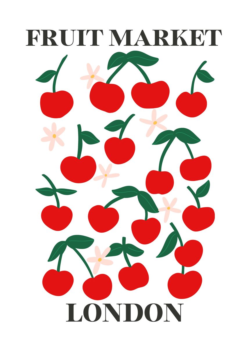 'FRUIT MARKET RED CHERRY' Poster, picture, metal print, paint by ...