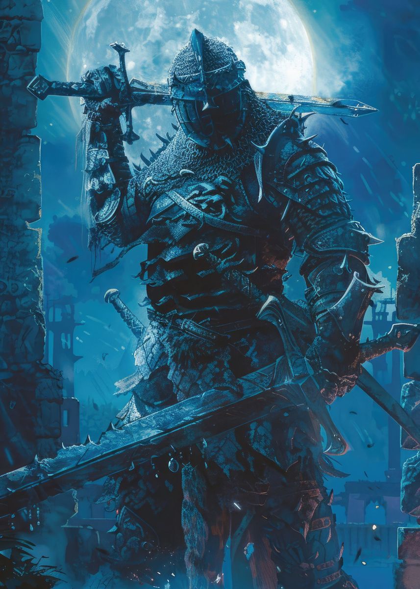 'Dual Wielding Knight' Poster, picture, metal print, paint by GLITCHED ...