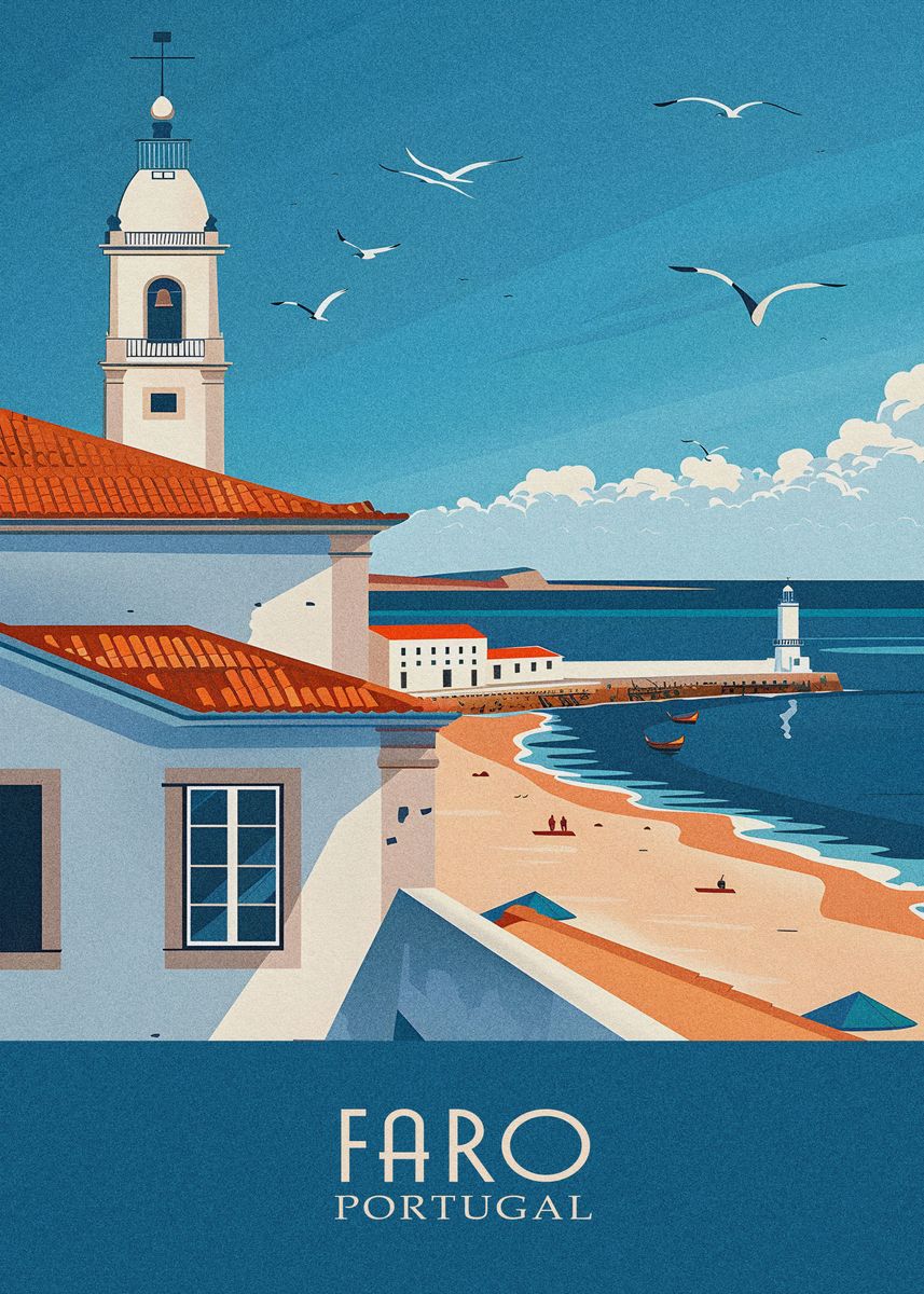 'Faro City Portugal' Poster, picture, metal print, paint by Travel ...
