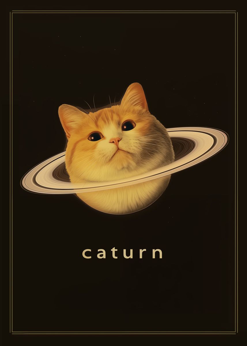 'Caturn Funny Cat Saturn' Poster, picture, metal print, paint by ...