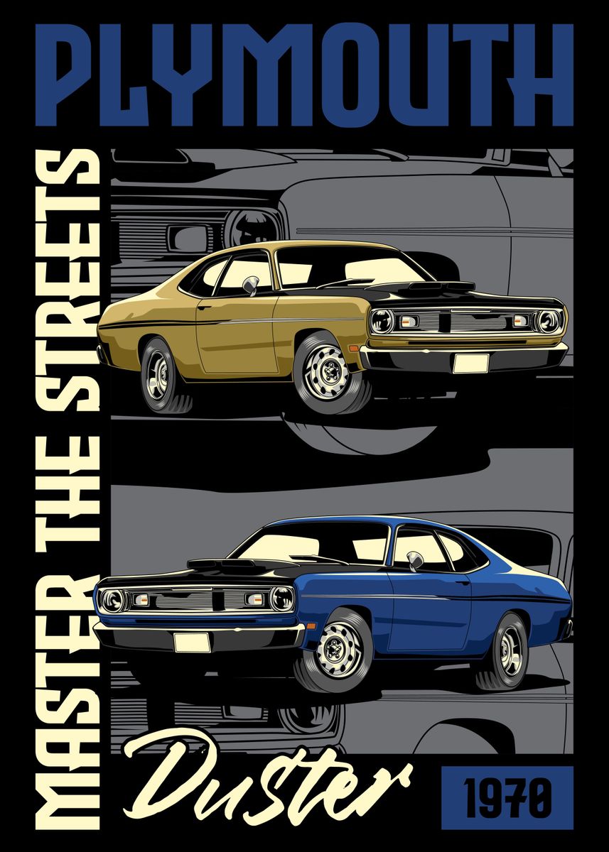 'Retro Duster Muscle Car' Poster, picture, metal print, paint by Amila ...