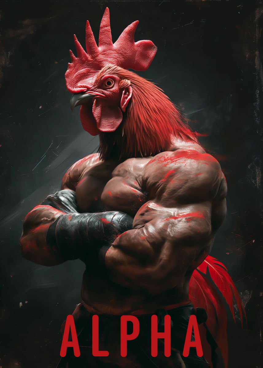 'Alpha male rooster meme' Poster, picture, metal print, paint by ...