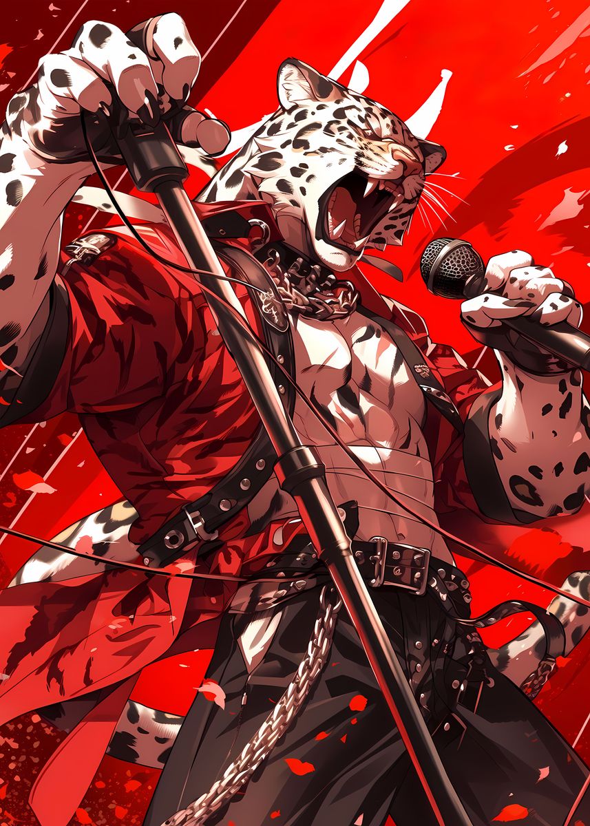 'Leopard Rocking Singer' Poster, picture, metal print, paint by Titan ...