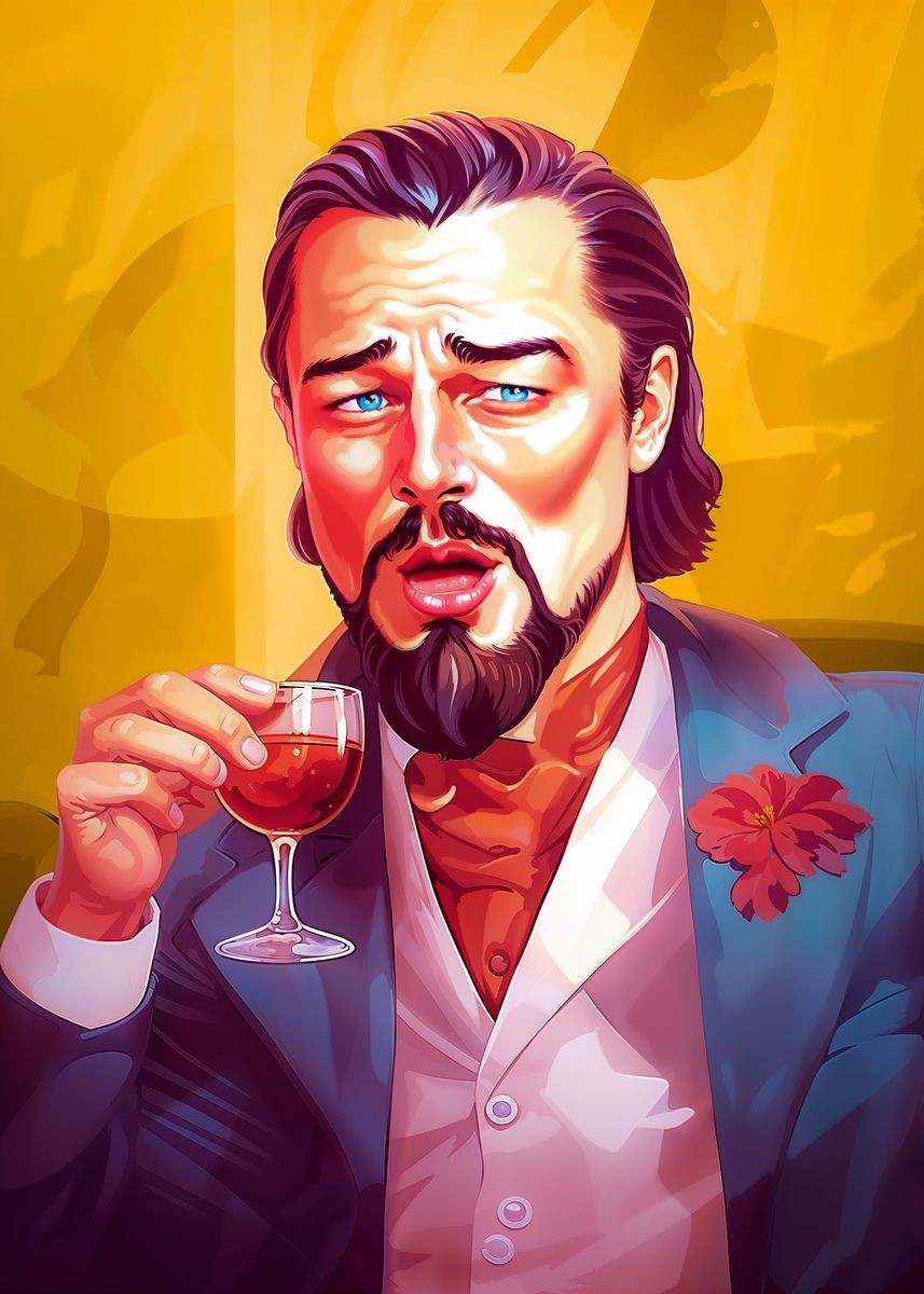 'Leonardo DiCaprio Laughing' Poster, picture, metal print, paint by ...