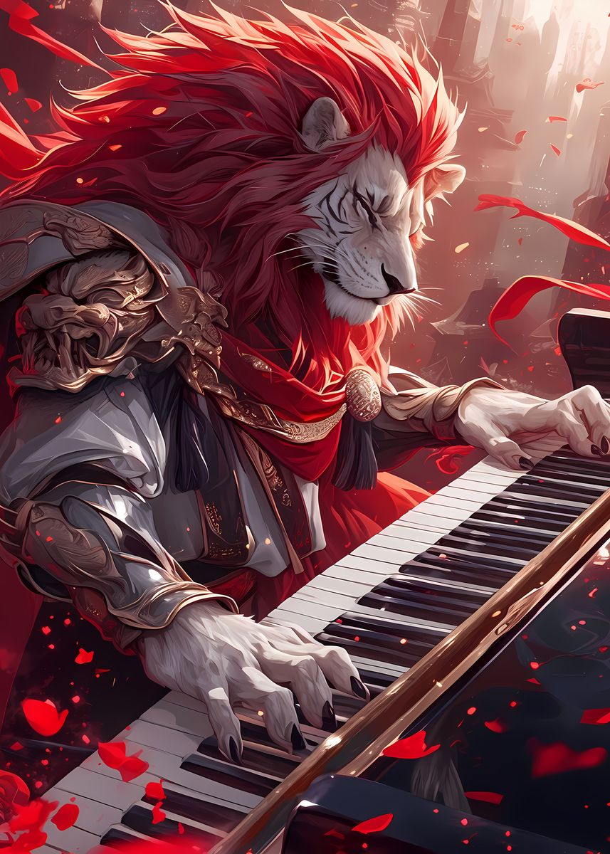 'Captain Lion Pianist' Poster, picture, metal print, paint by Titan ...