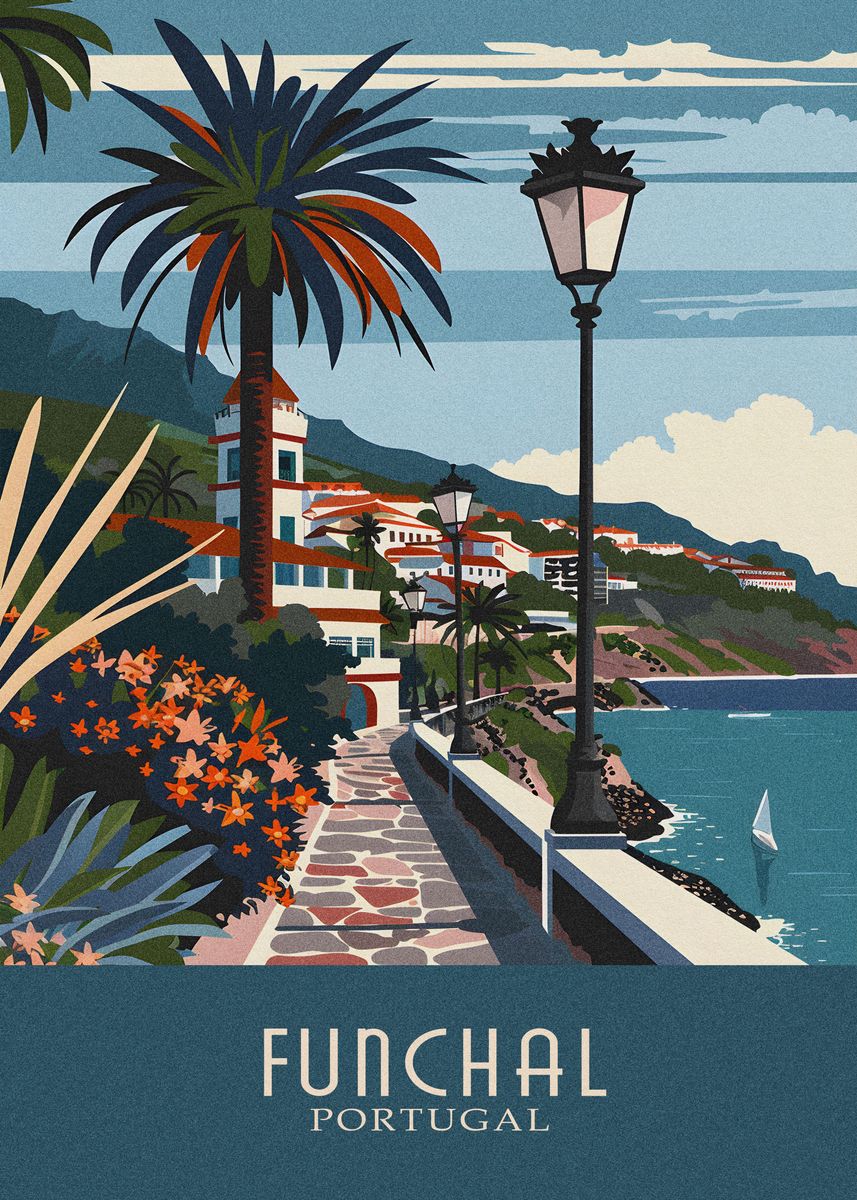 'Funchal City Portugal' Poster, picture, metal print, paint by Travel ...
