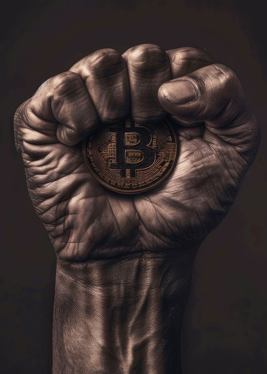 'Bitcoin In Clenched Fist' Poster, picture, metal print, paint by Senja ...