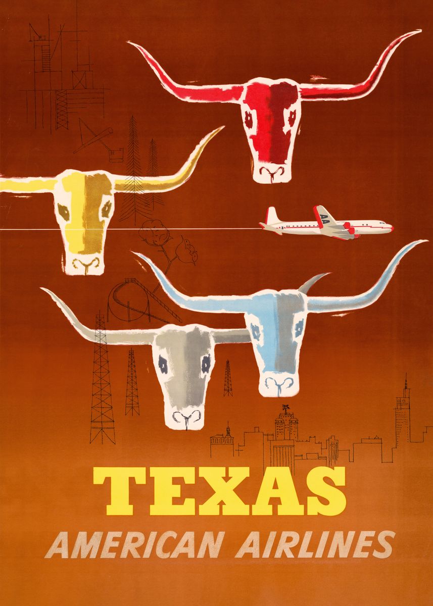 'Stampede to Texas' Poster, picture, metal print, paint by Steel Canvas ...