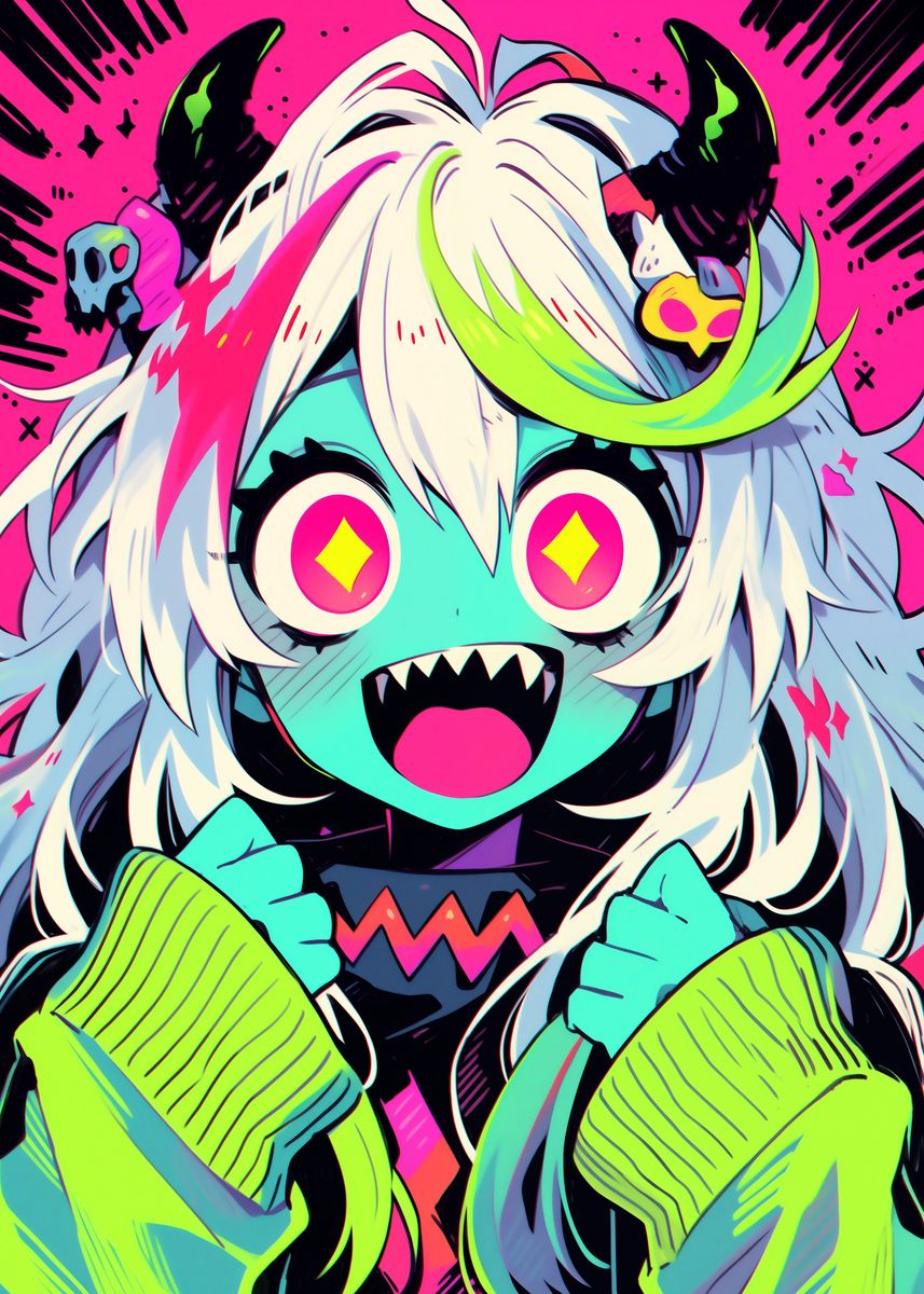 'Anime Monster Girl' Poster, picture, metal print, paint by Tomorrow ...