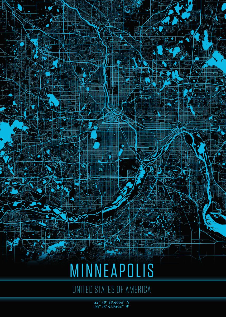 'Minneapolis Minnesota Us' Poster, picture, metal print, paint by Davis ...