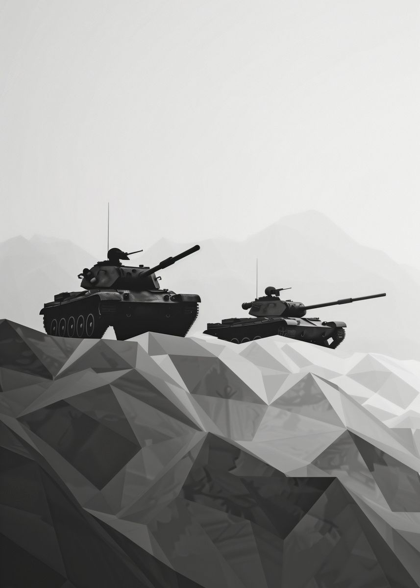 'The Geometric Tanks' Poster, picture, metal print, paint by Muntwalt ...