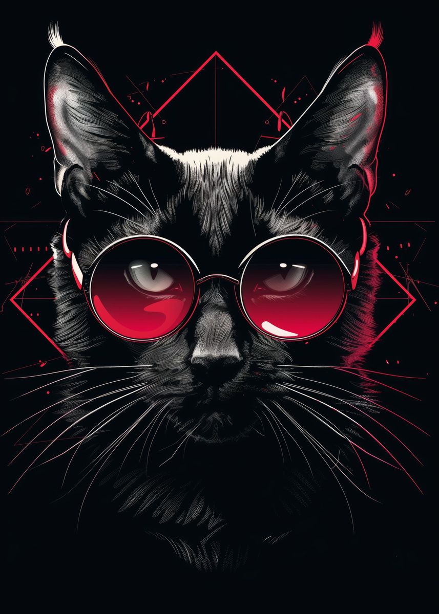'The Dark Cat' Poster, picture, metal print, paint by Muntwalt | Displate