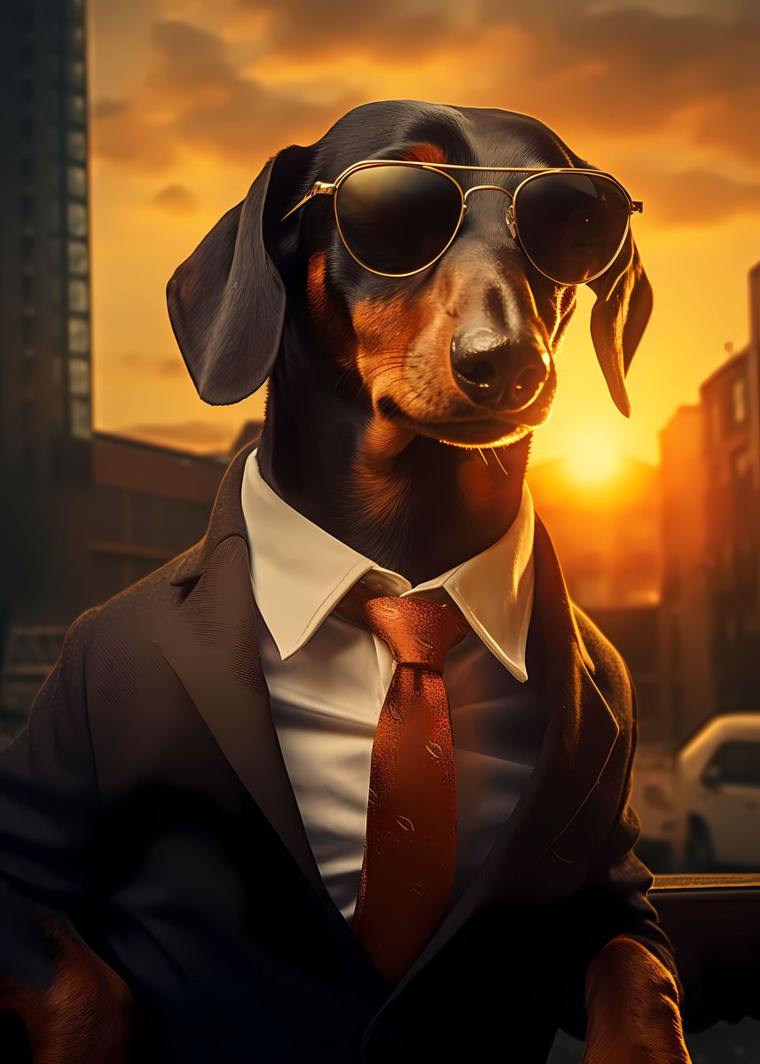 'Cute Gentleman Dog Art' Poster, picture, metal print, paint by ...