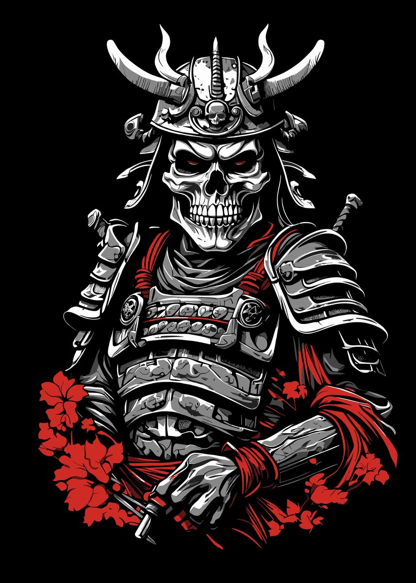 'samurai skeleton skull ' Poster, picture, metal print, paint by du ...