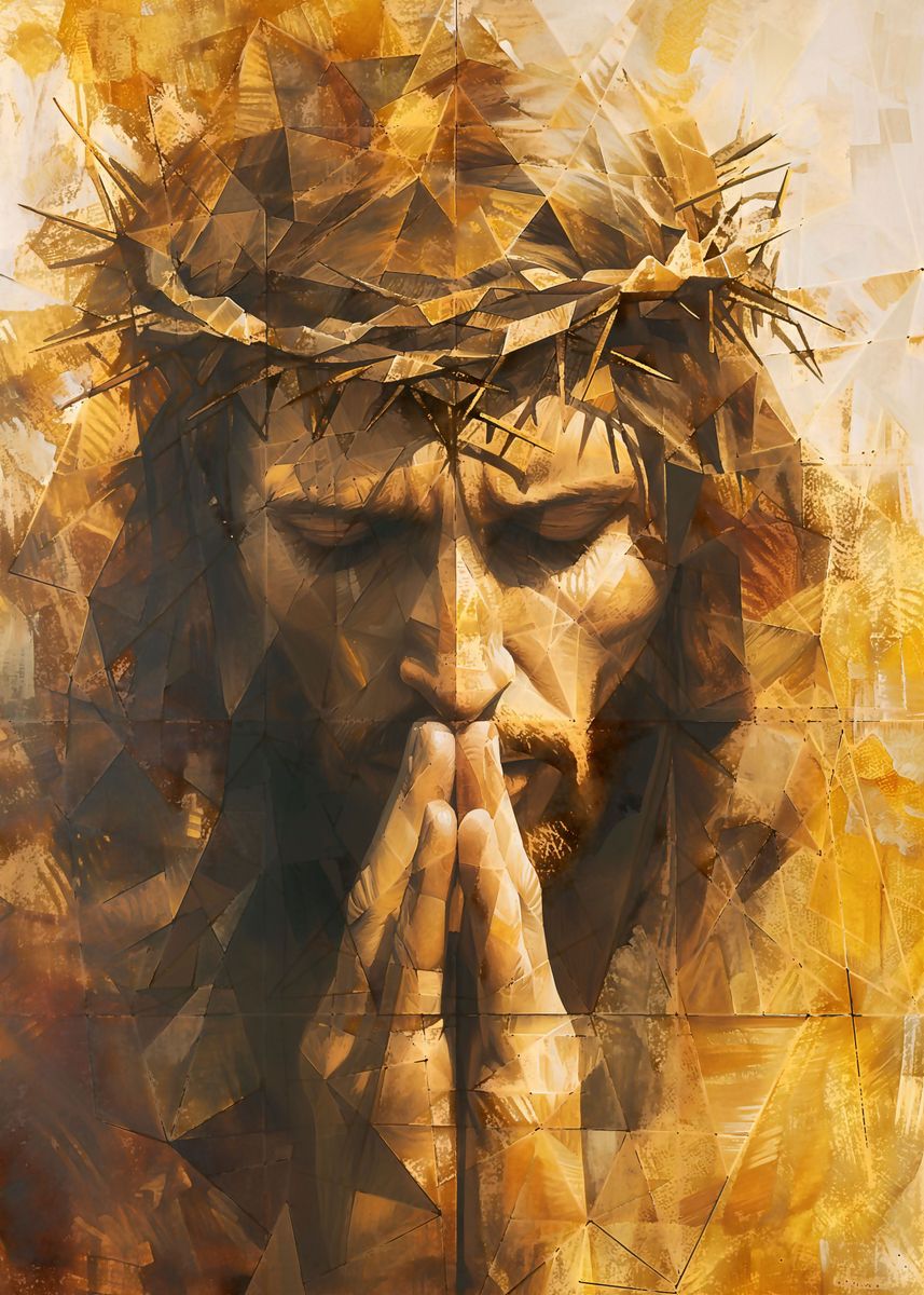 'Christ with crown of thorn' Poster, picture, metal print, paint by ...