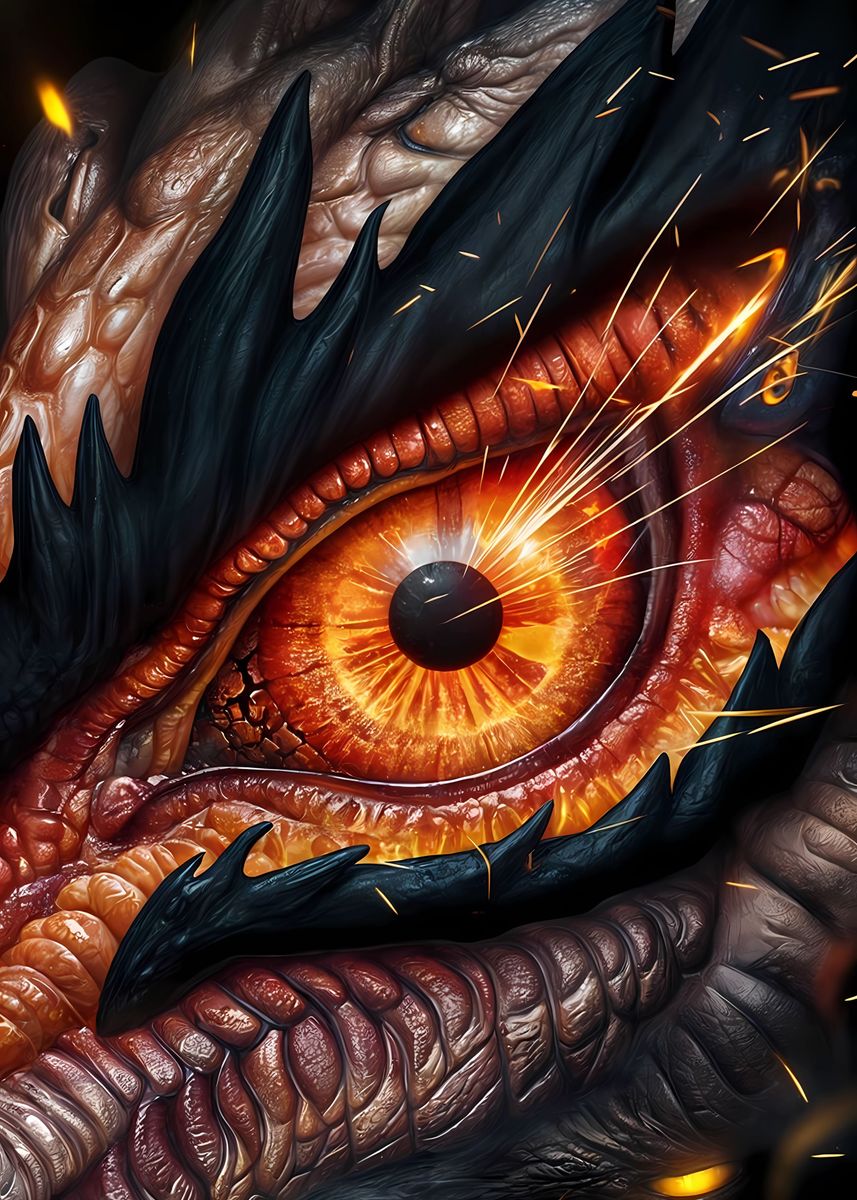 'Dragon eyes fire' Poster, picture, metal print, paint by Ayen Khusna ...