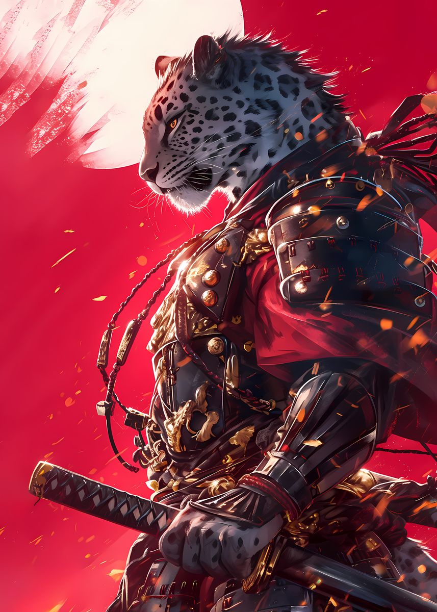 'Leopard General Samurai' Poster, picture, metal print, paint by Titan ...