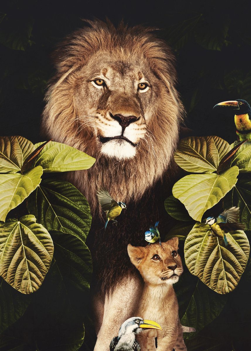'Lion and Cub' Poster, picture, metal print, paint by Wouter Rikken ...