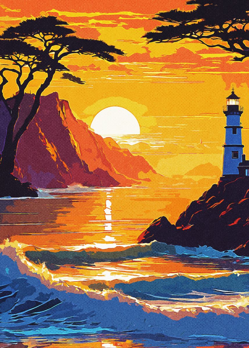 'The sunset painting ' Poster, picture, metal print, paint by Fachrul ...