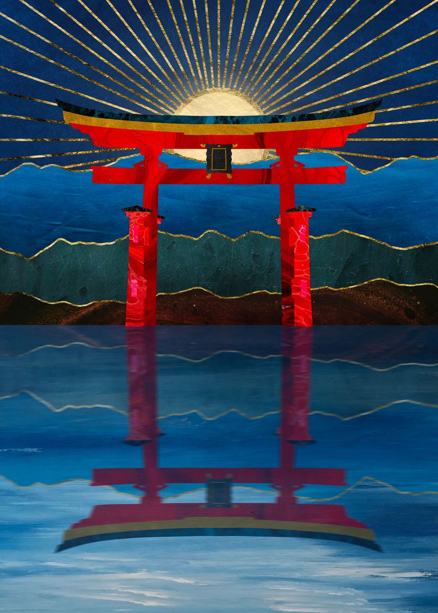 'Sunset Gate' Poster, picture, metal print, paint by Illust Artz | Displate