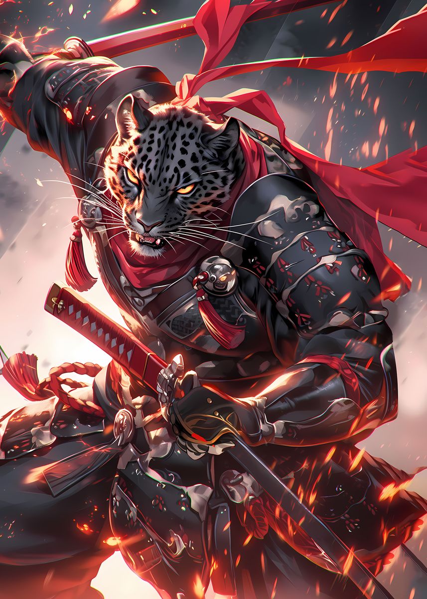 'Leopard Samurai Legend' Poster, picture, metal print, paint by Titan ...