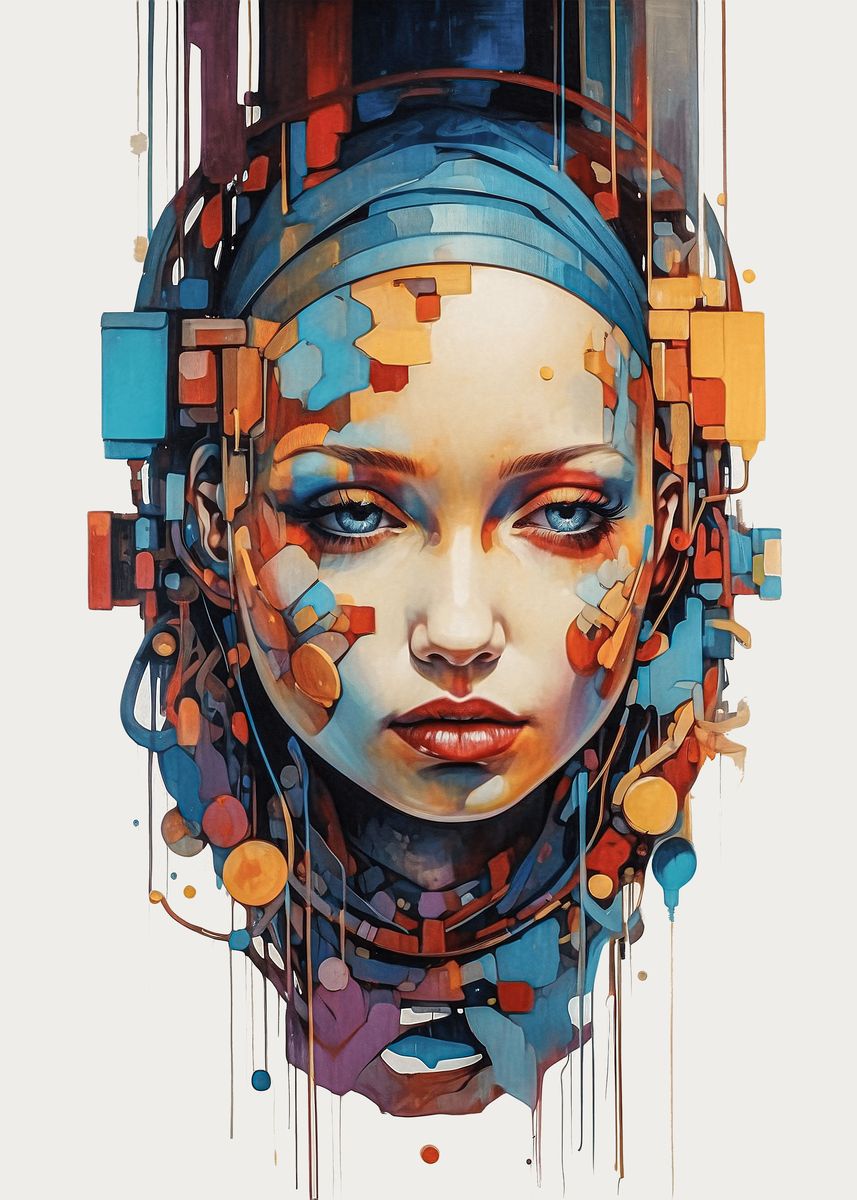 'Fragmented Mind Portrait' Poster, picture, metal print, paint by ...