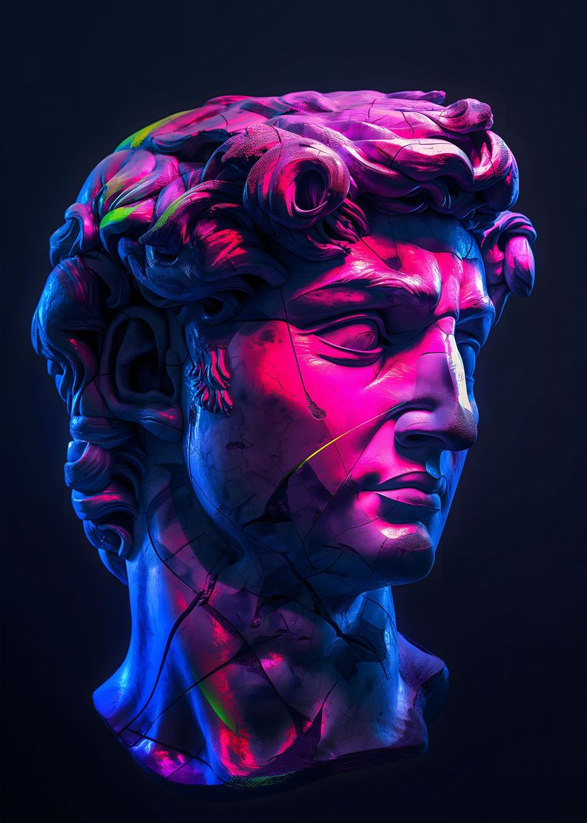 'Statue Of David Neon' Poster, picture, metal print, paint by Future ...