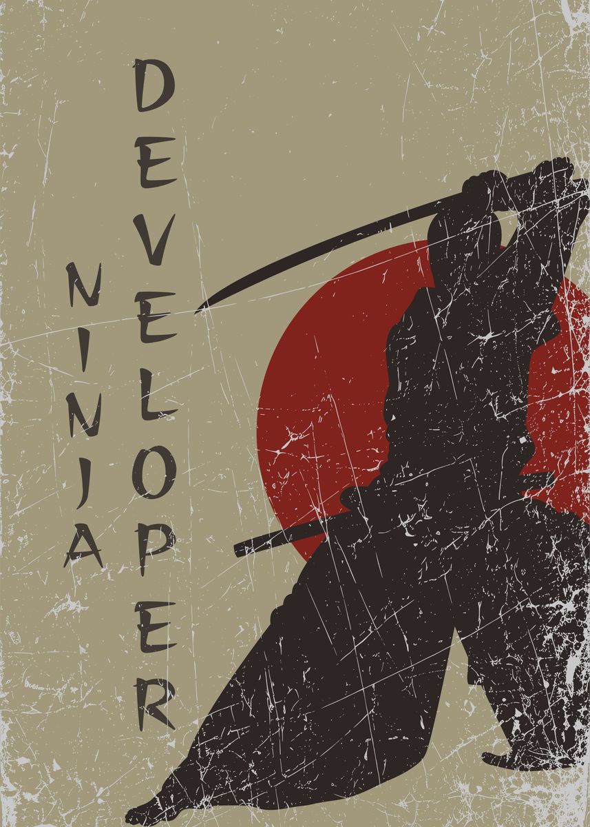 'Ninja Developer' Poster, picture, metal print, paint by Wisnu Harjanta ...