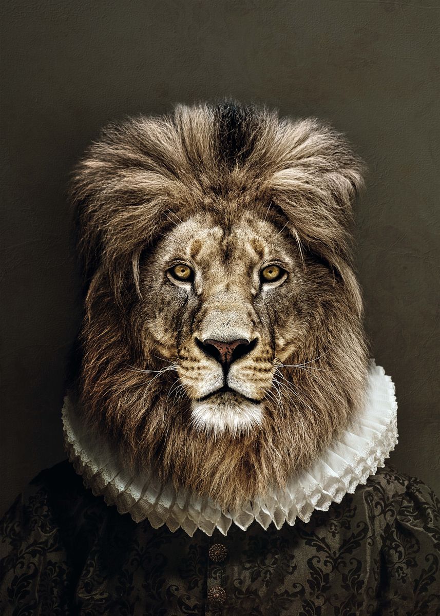 'Classy Lion No2' Poster, picture, metal print, paint by Wouter Rikken ...