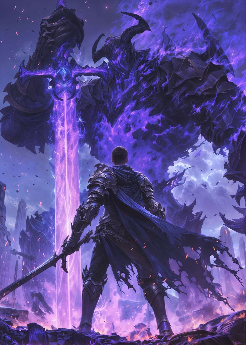 'Abyssal Duel' Poster, picture, metal print, paint by 2Meow | Displate