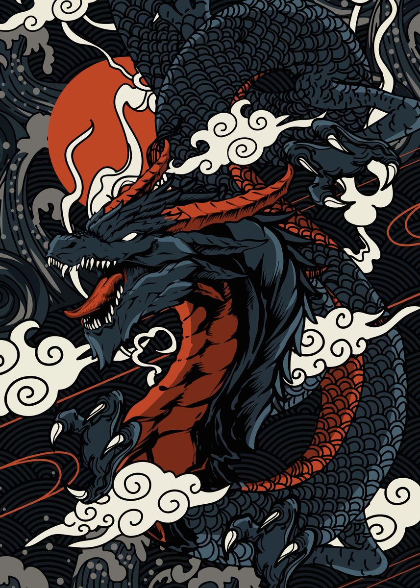 'Dragon' Poster, picture, metal print, paint by Demiurge | Displate