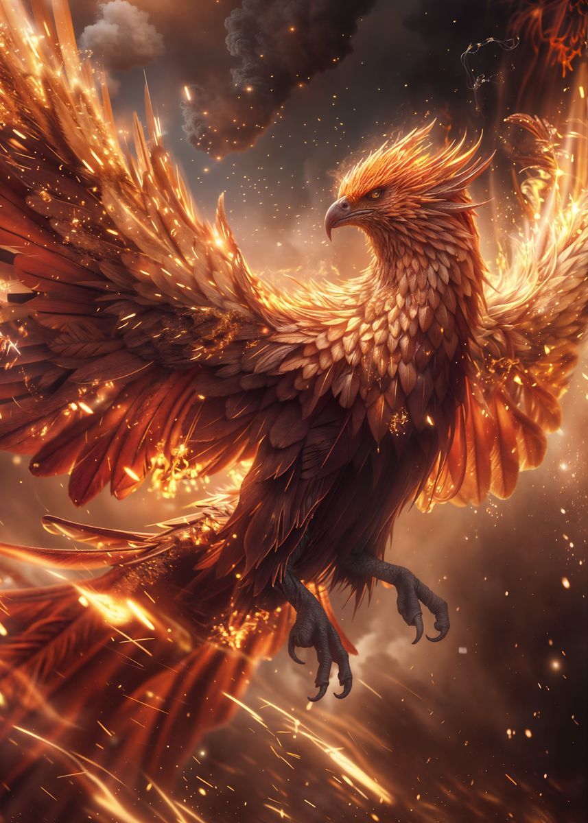 'Fire Phoenix Fairytale' Poster, picture, metal print, paint by ...