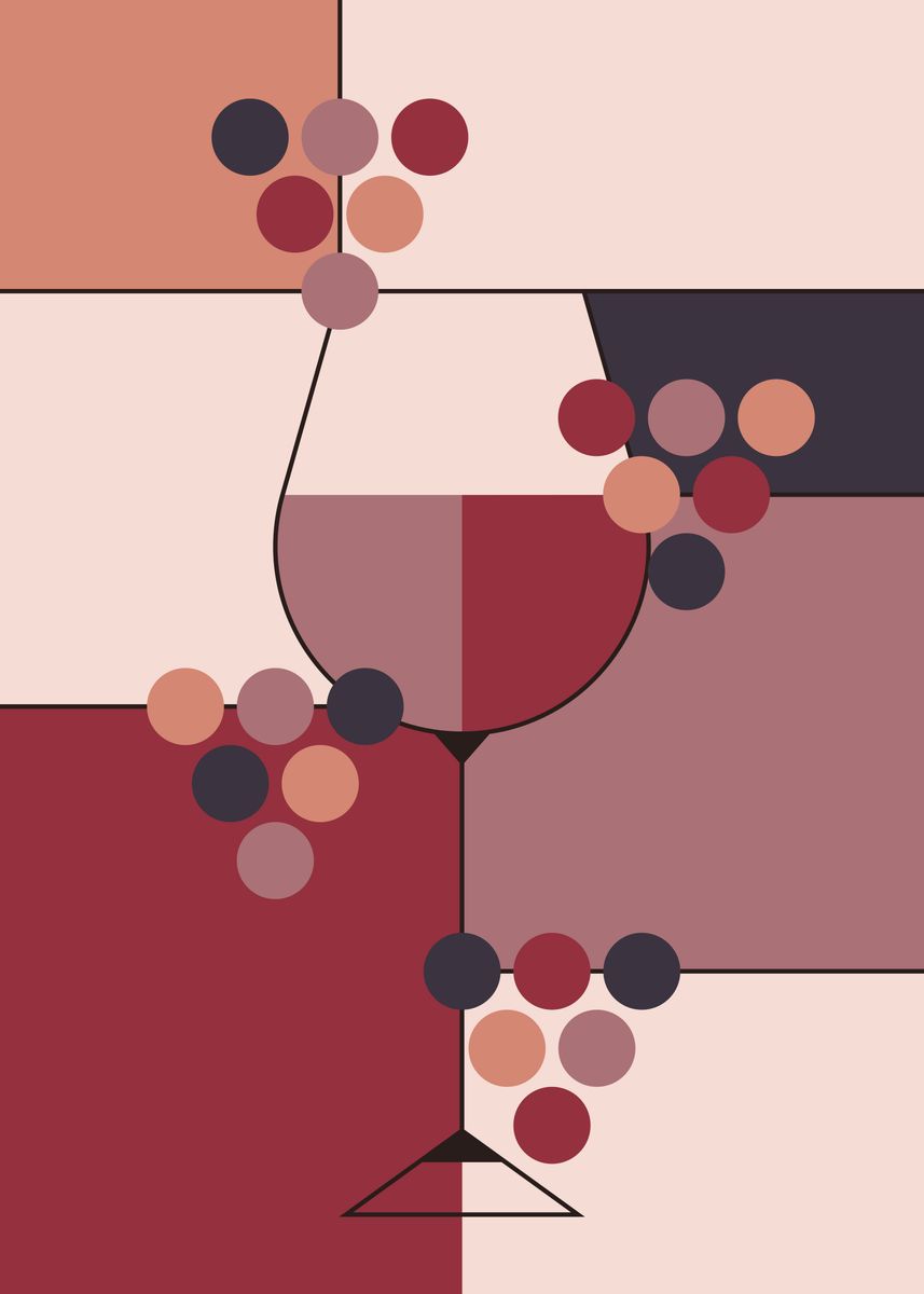 'Abstract glass of wine' Poster, picture, metal print, paint by KurArt ...