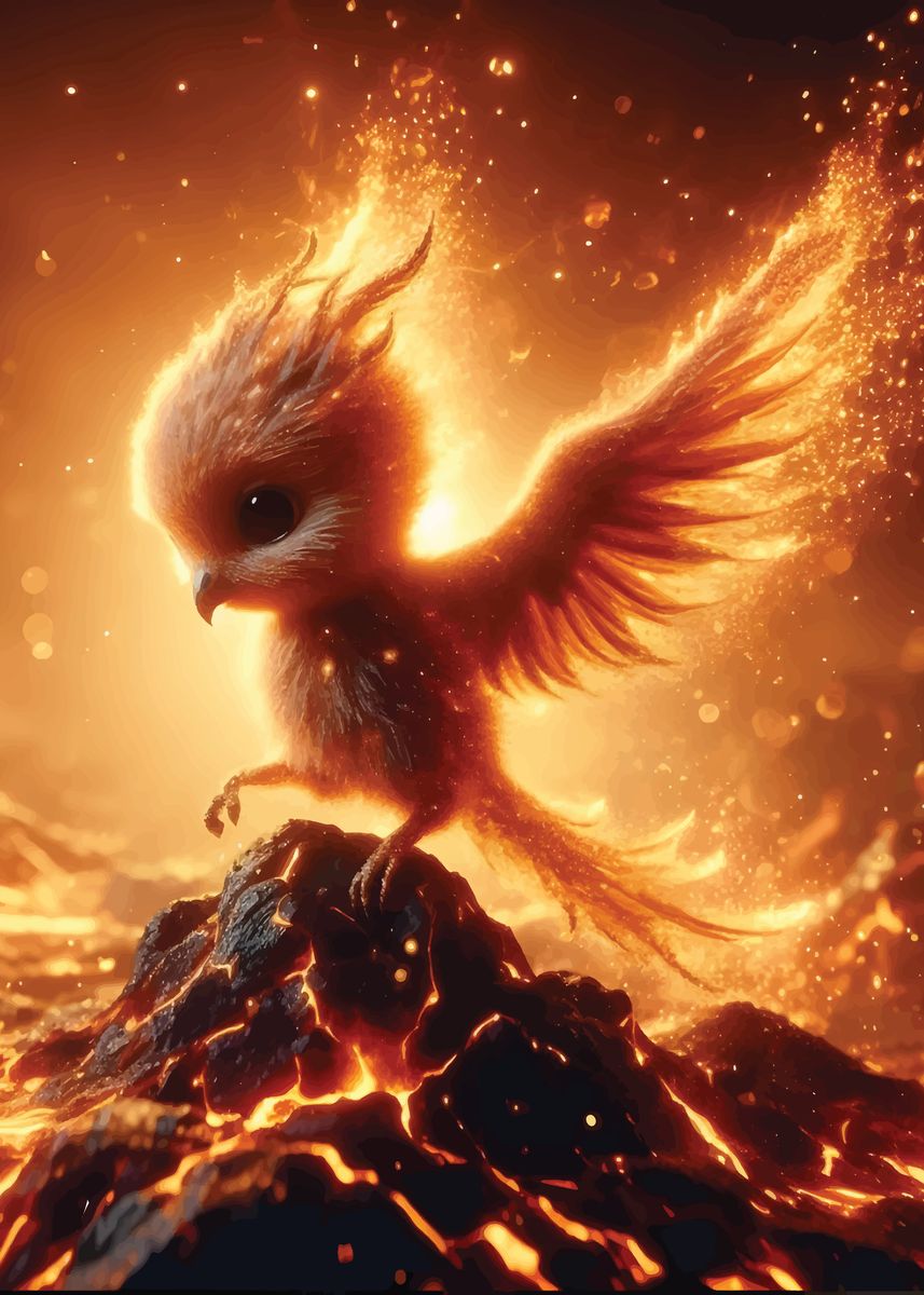 'cute phoenix birds' Poster, picture, metal print, paint by zuhaib ...