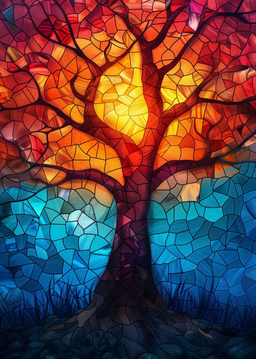 'Stained Glass Magical Tree' Poster, picture, metal print, paint by PRX ...