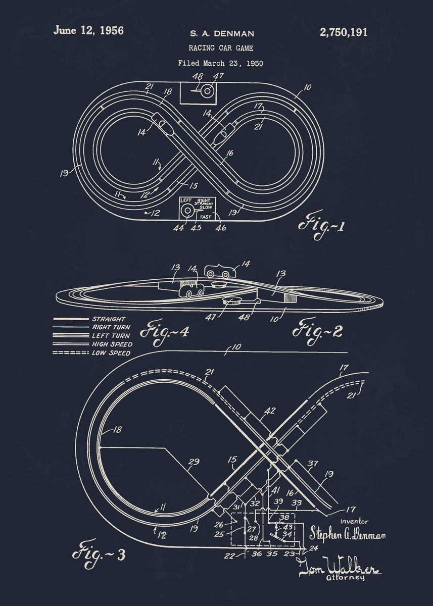 'Racing Car Game 1950' Poster, picture, metal print, paint by ...