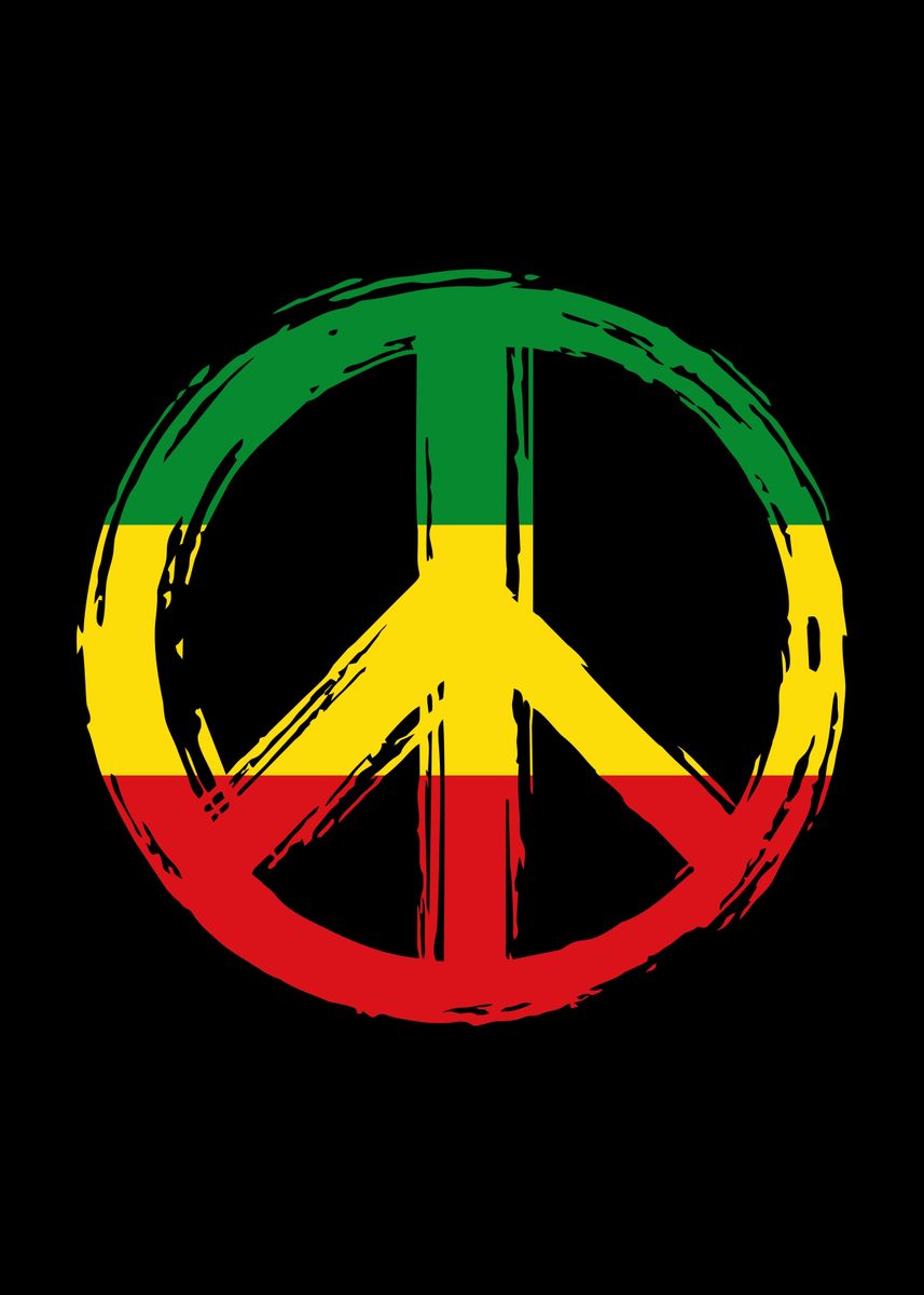 'Peace Symbol Rasta Colors' Poster, picture, metal print, paint by ALMA ...