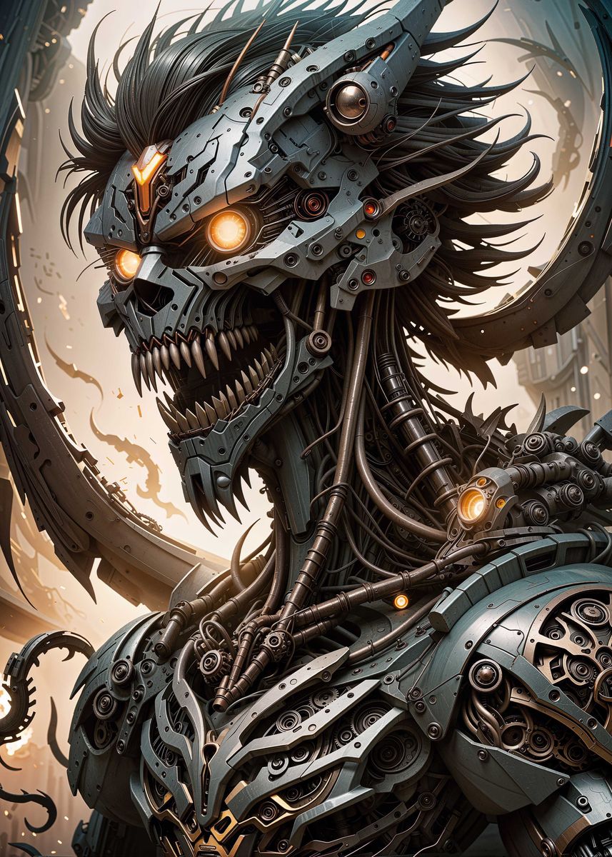 'Cyborg Demon King' Poster, picture, metal print, paint by DVArt | Displate