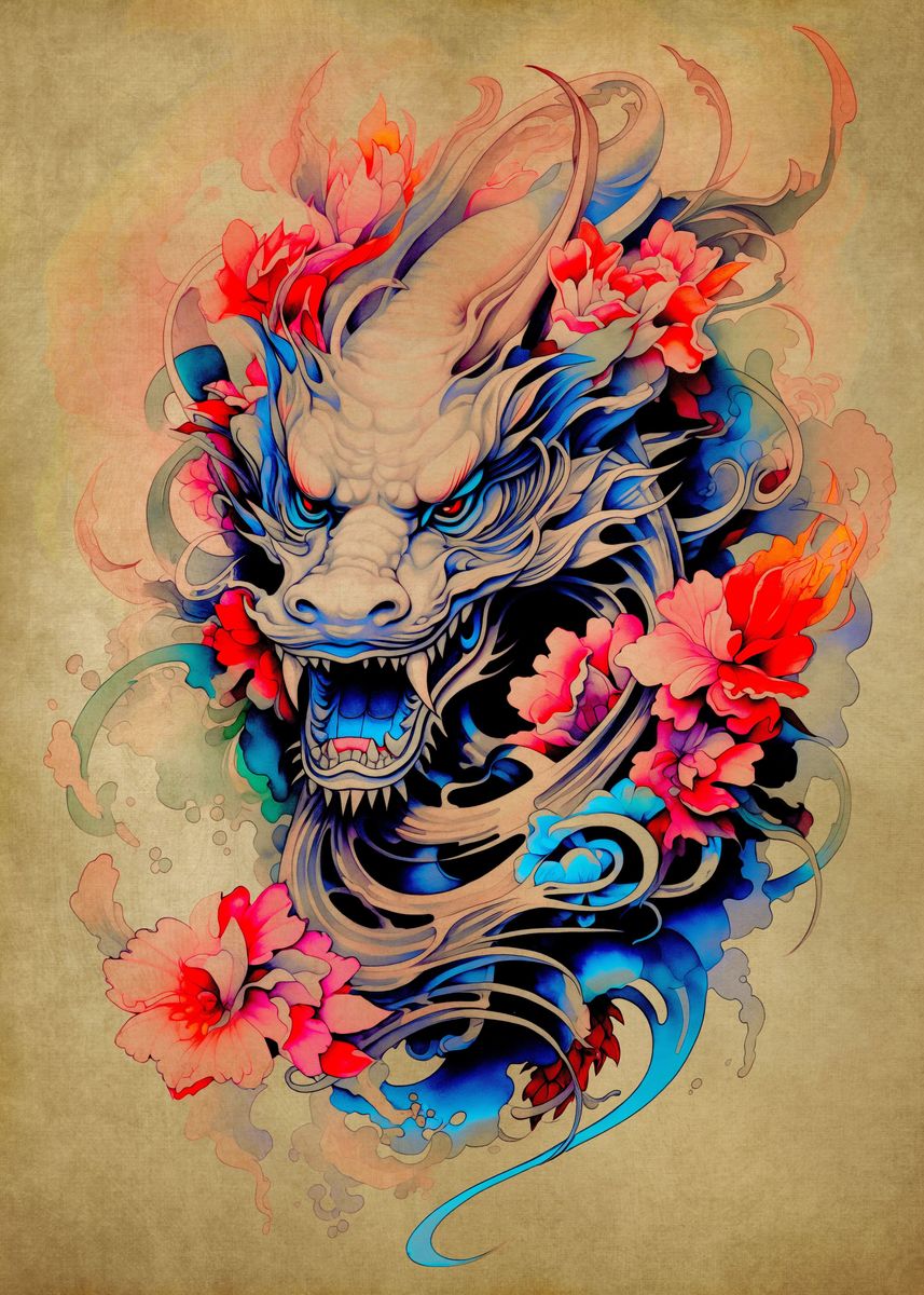 'Dragon Scroll No3' Poster, picture, metal print, paint by Boot Hill ...