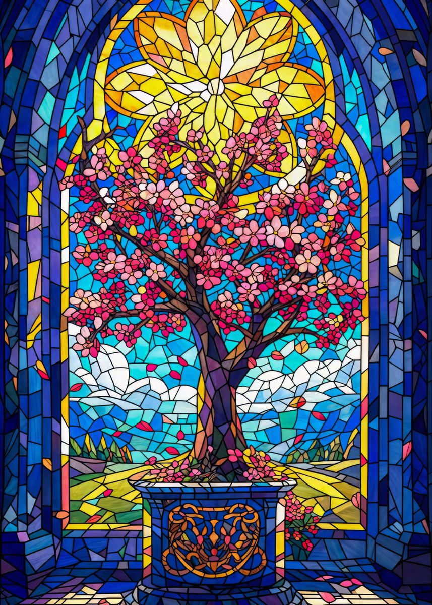 'Cherry Blossom Glass' Poster, picture, metal print, paint by Vizio ...